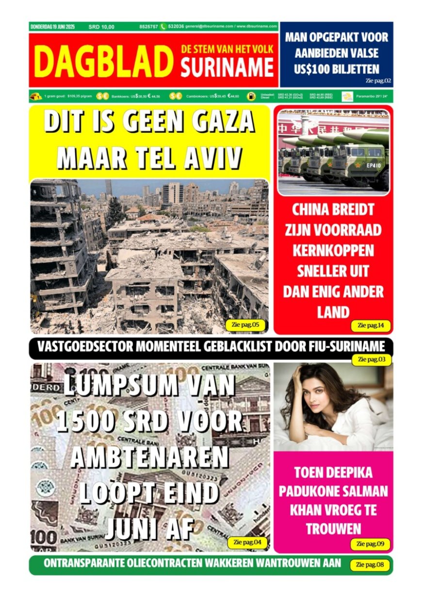 Dagblad Suriname, donderdag 19 juni 2025 - Suriname Nieuws