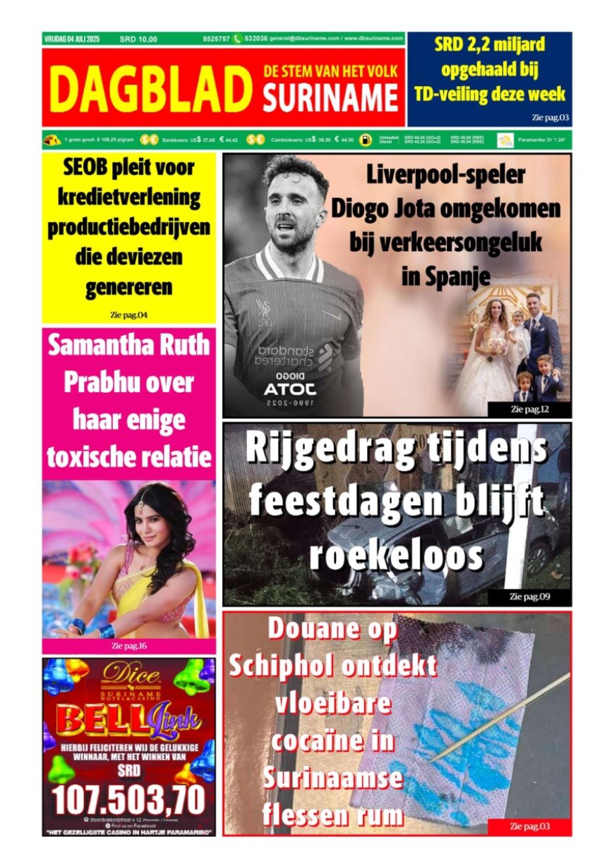 Dagblad Suriname, vrijdag 4 juli 2025 - Suriname Nieuws