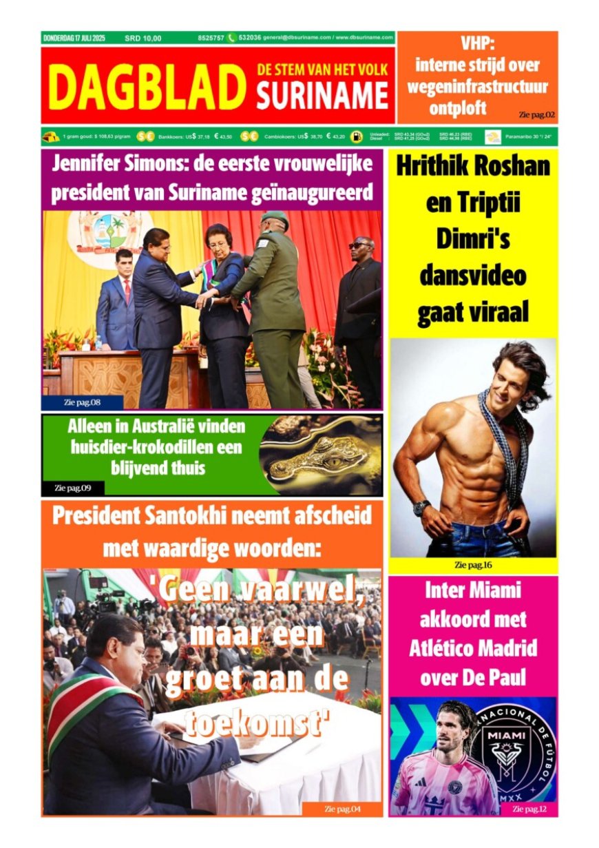 Dagblad Suriname, donderdag 17 juli 2025 - Suriname Nieuws