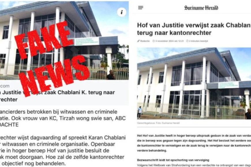 Suriname Herald neemt afstand van vervalste berichtgeving over zaak ...